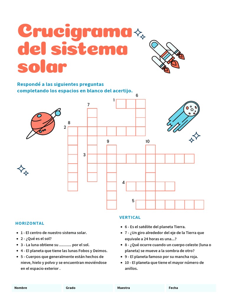 Crucigrama del Sistema Solar | PDF