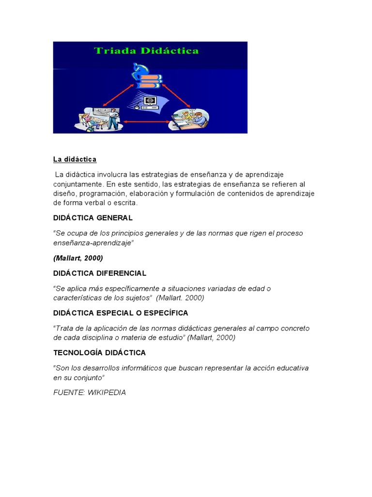 La Triada Didáctica Word | PDF | Maestros | Aprendizaje