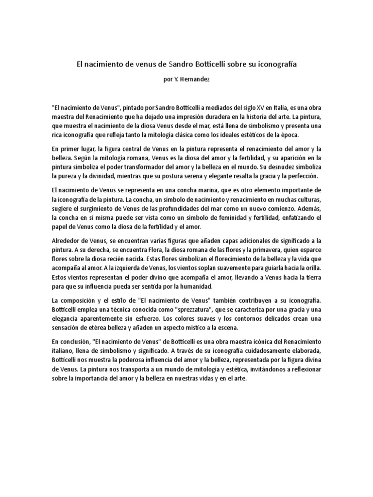 Iconografia Nacimiento de Venus | PDF | Pinturas | Renacimiento