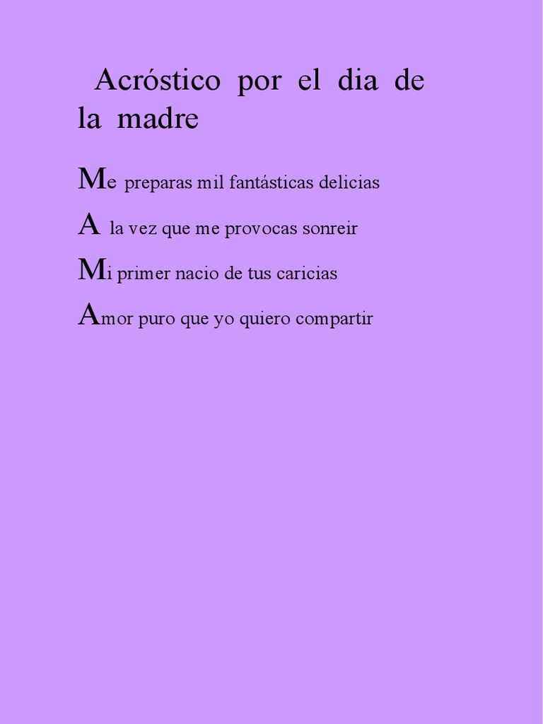Acróstico Por El Dia de La Madre | PDF