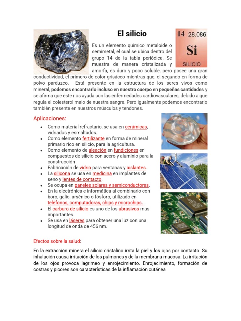 Características y aplicaciones del silicio | PDF