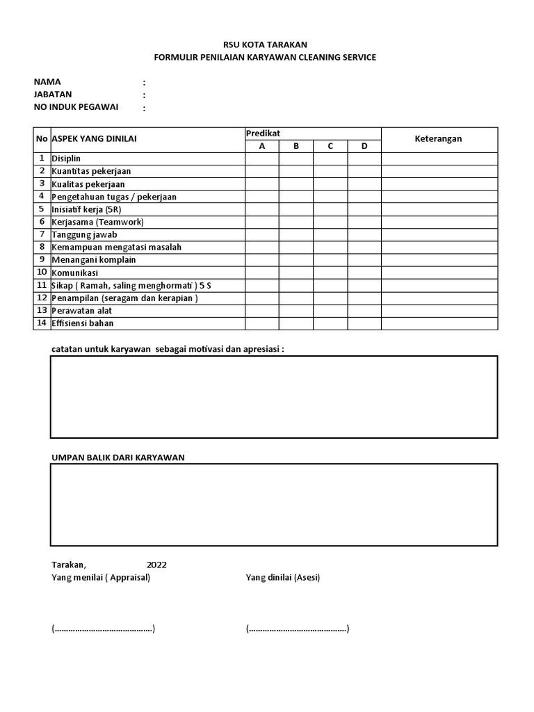 Penilaian Kinerja Operator | PDF