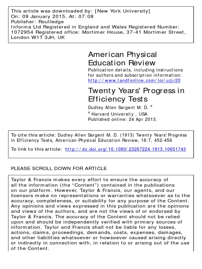 American Physical Education Review: To Cite This Article: Dudley Allen ...