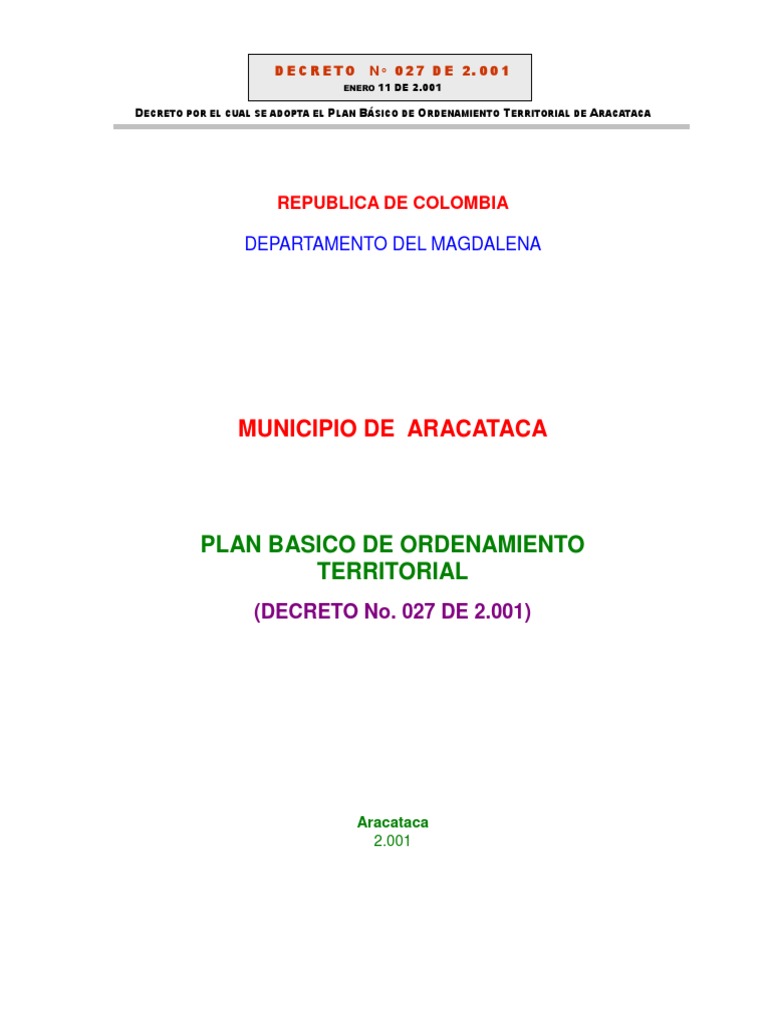 Pbot Aracataca Compressed | PDF | Área rural | Zonificación