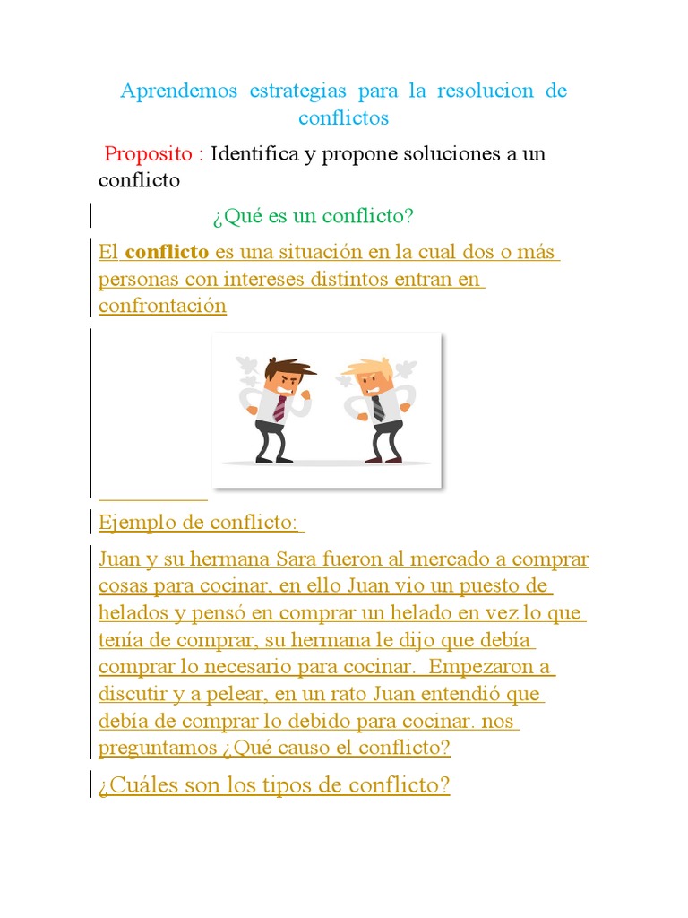 Aprendemos Estrategias para La Resolucion de Conflictos | PDF