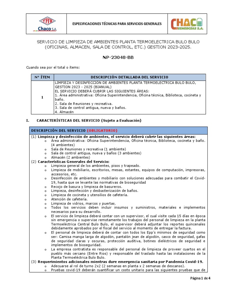 Pliego Especificaciones Tecnicas Np-23048-Che | PDF Pliego Especificaciones Tecnicas Np-23048-Che | PDF