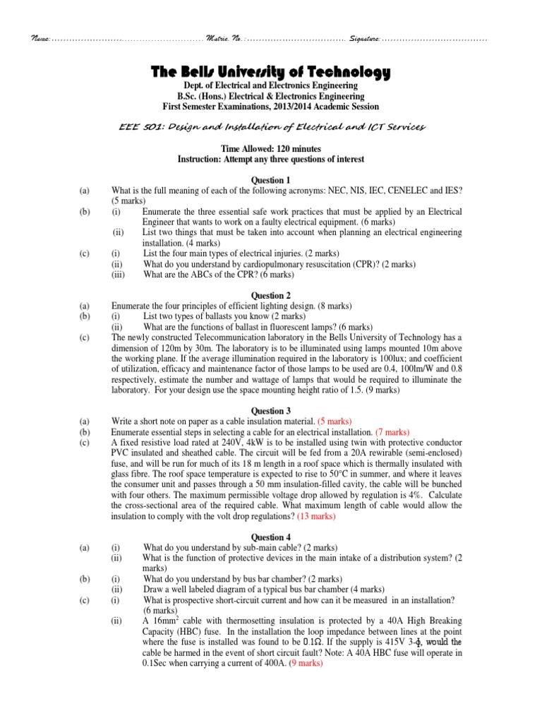 EEE 501 Design and Installation of Elect | PDF | Fuse (Electrical ...