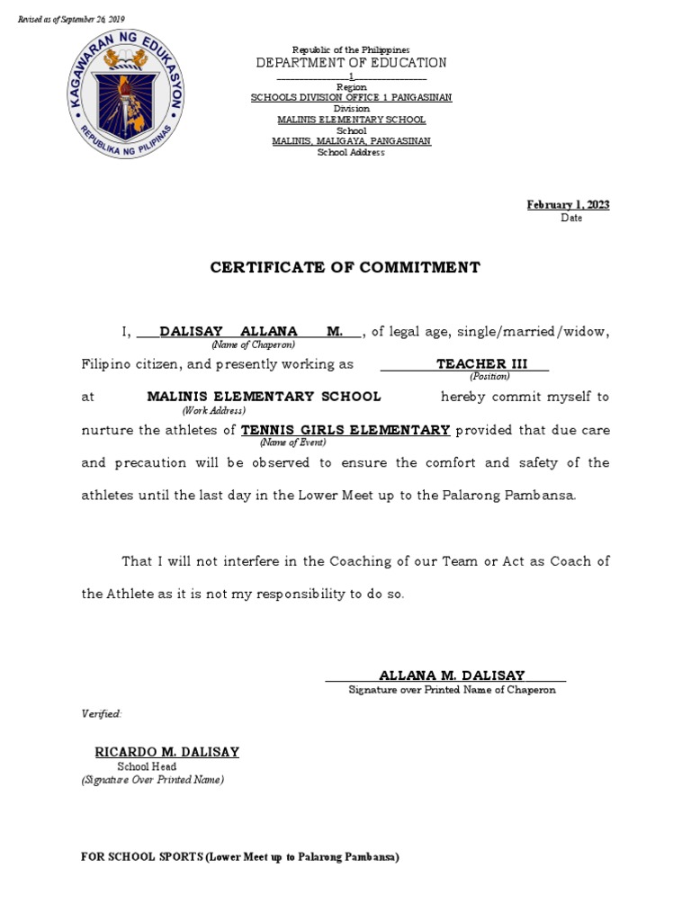 Commitment of Chaperon | PDF