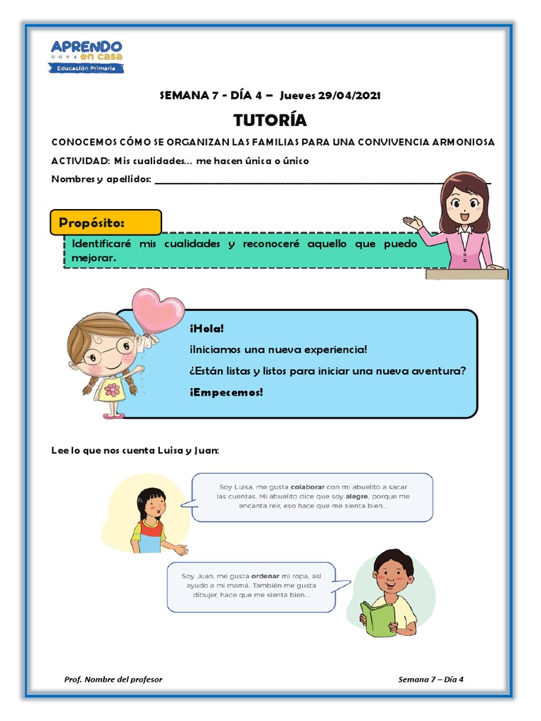 3ro - Semana 7 - Día 4 - Tutoría | PDF