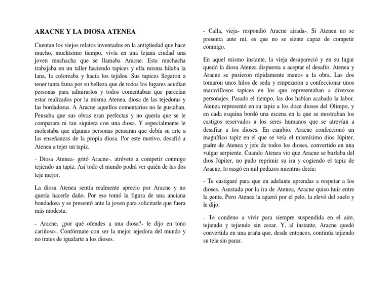 Aracne y La Diosa Atenea | PDF | Tapiz | Atenea
