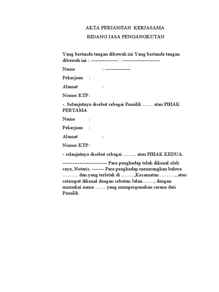 Akta Perjanjian Kerjasama | PDF