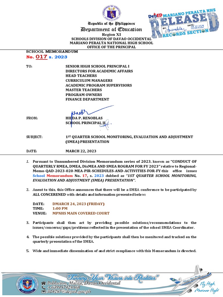 SM - s2023 - 017 1ST QUARTER SMEA PRESENTATION | PDF