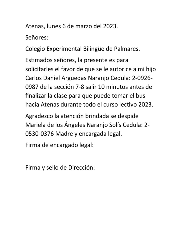 Carta de Permiso | PDF