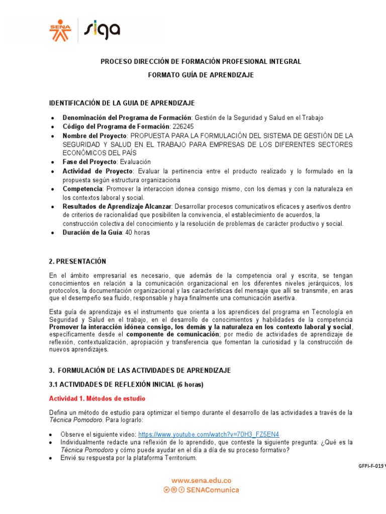 1. GFPI-F-019 Formato Guia de Aprendizaje 01082020 | PDF | Comunicación | Información