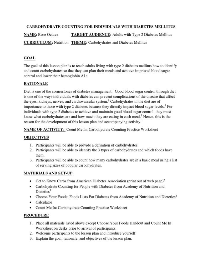 Nutrition Lesson Plan | Download Free PDF | Diabetes | Carbohydrates
