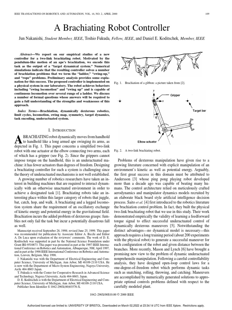 A Brachiating Robot Controller | PDF | Control Theory | Orbit