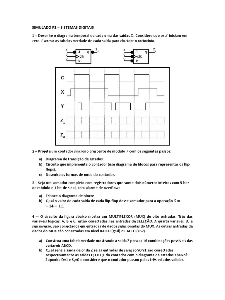 Simulado p2 - Sistemas Digitais | PDF