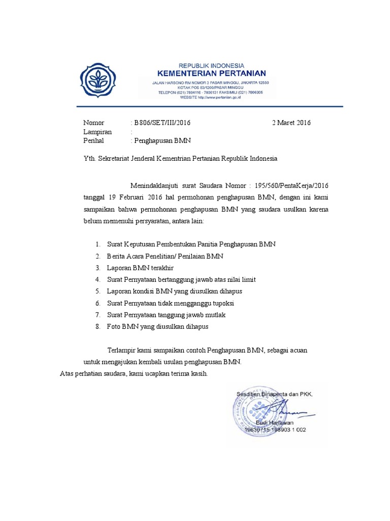 CONTOH PENGAJUAN BMN MEL | PDF