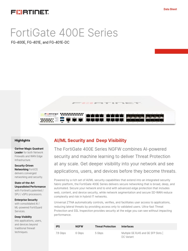 FortiGate 400E DataSheet | PDF | Computer Network | Security