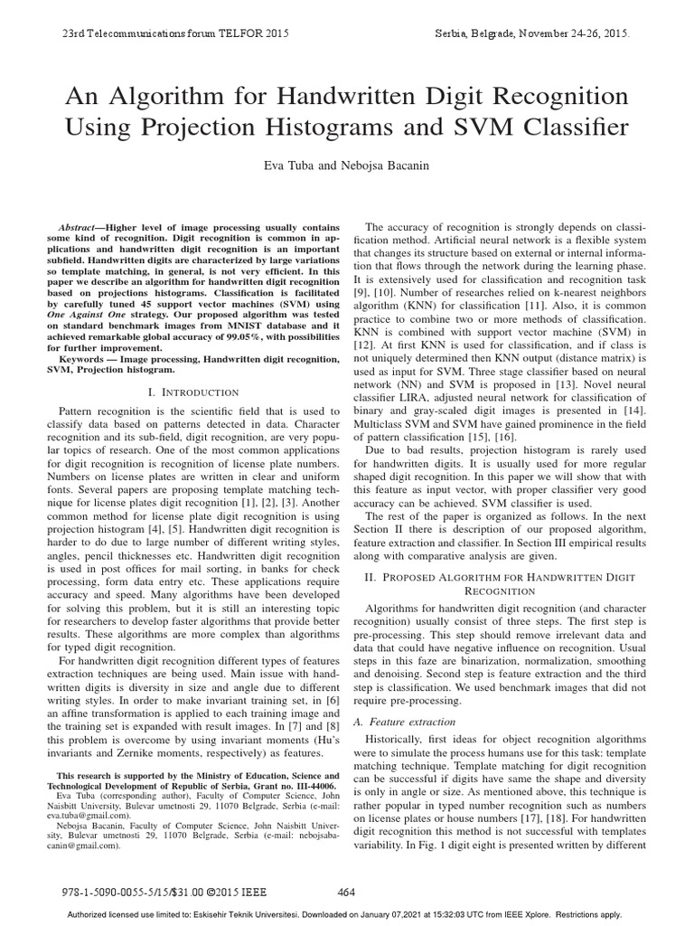 Histogram and SVM | PDF