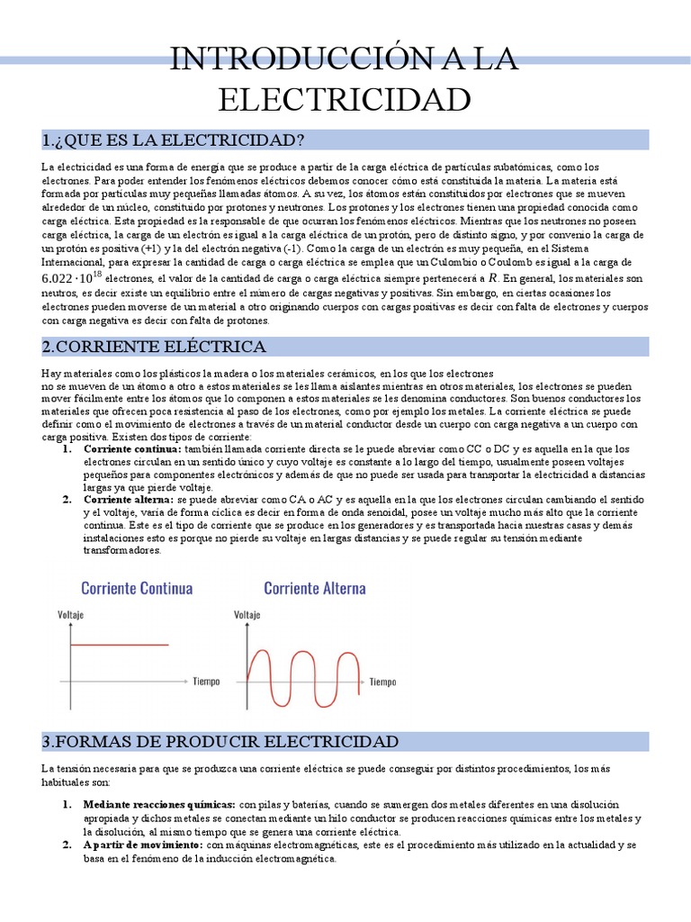 Introducción A La Electricidad | Descargar gratis PDF | Corriente ...