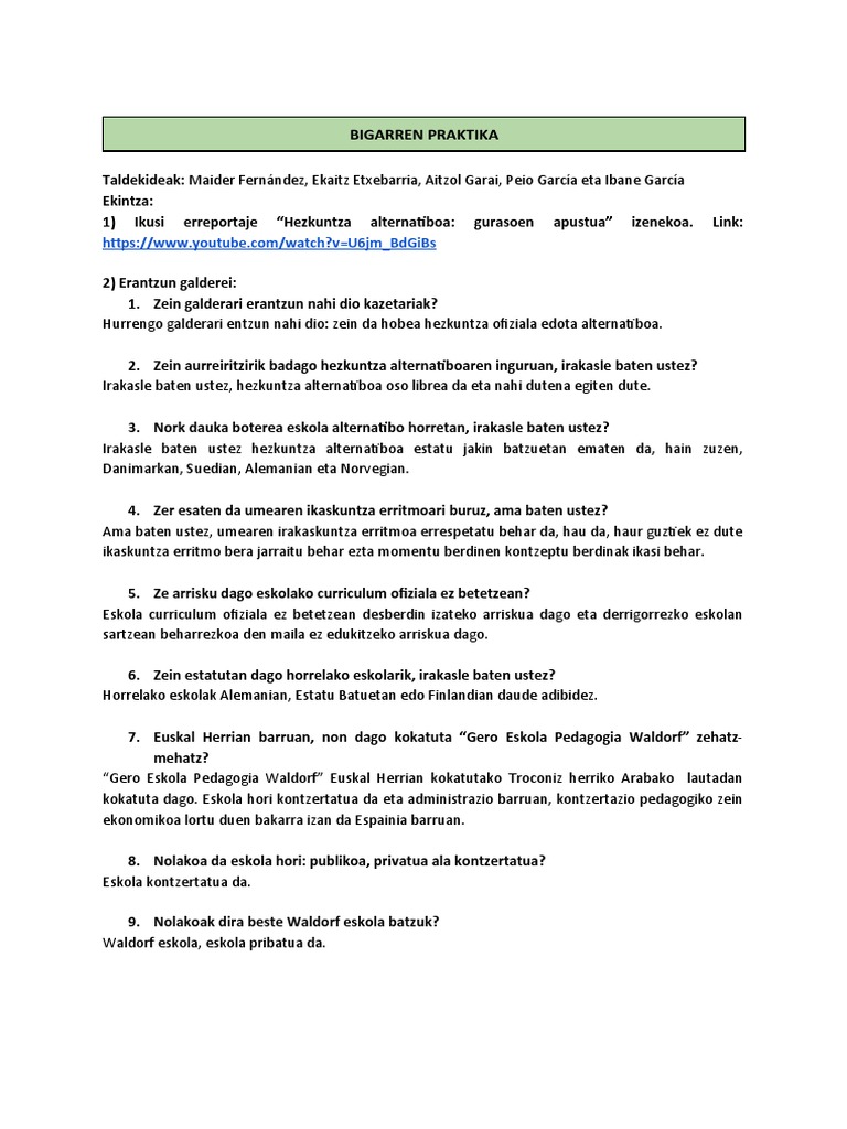 Bigarren Praktika | PDF