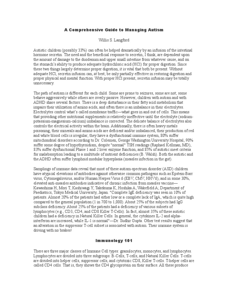 A Comprehensive Guide To Managing Autism | PDF | Serotonin | T Helper Cell