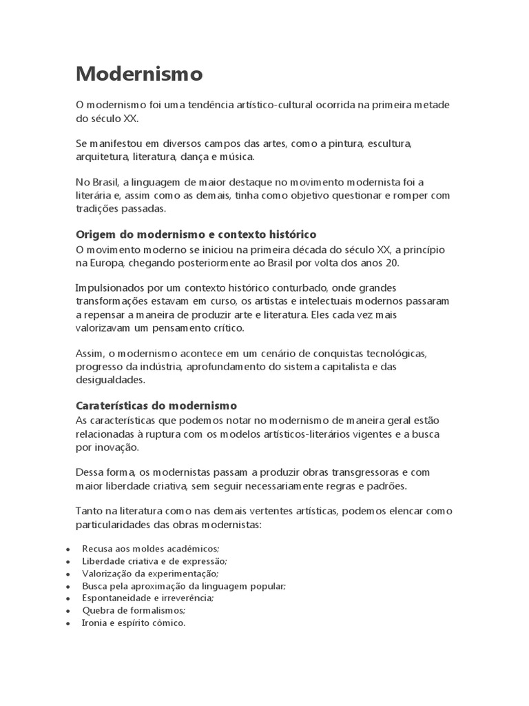 Modernismo | PDF | Modernismo | Brasil