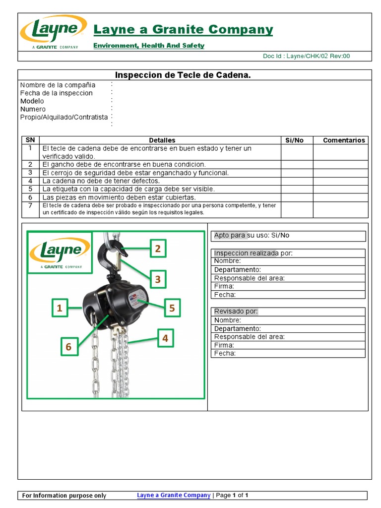 Inspeccion de Tecle de Cadena | PDF