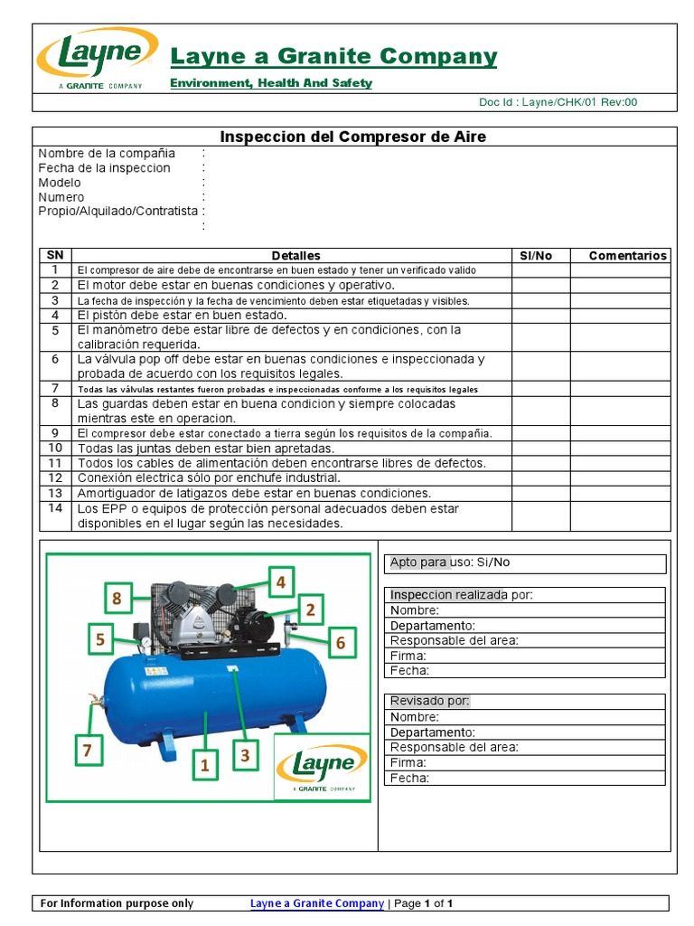 Inspeccion de Compresor de Aire | PDF