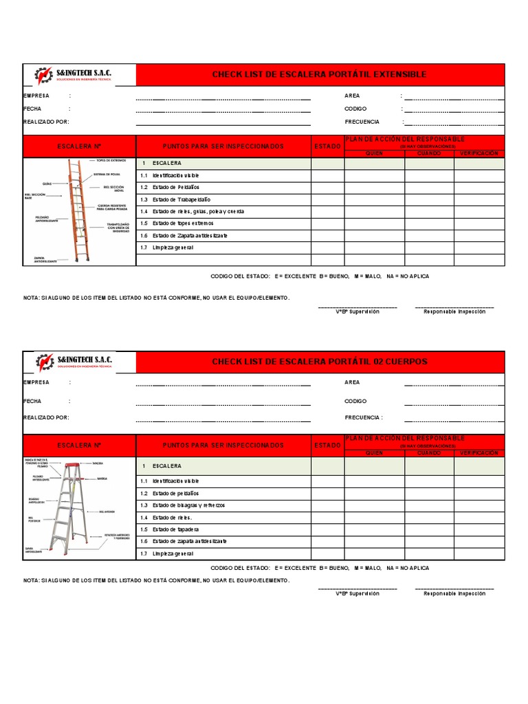 Check List de Escalera Extendible y Tijera | PDF