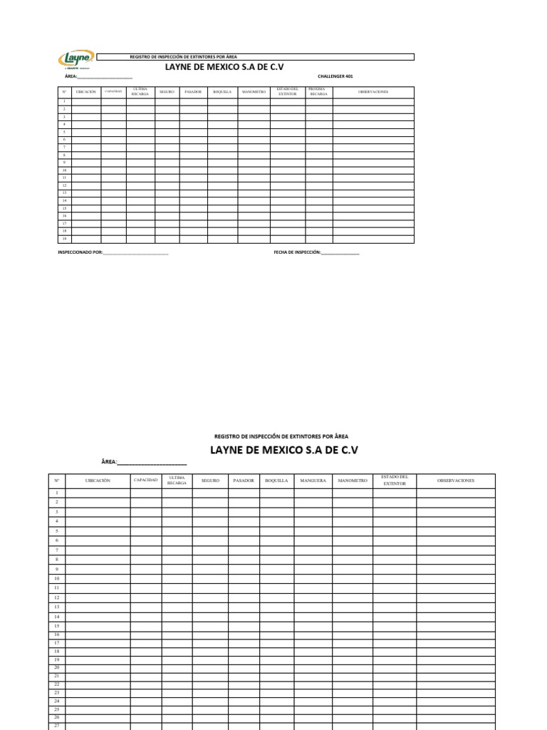 Formato Inspeccion de Extintores | PDF Formato Inspeccion de Extintores | PDF