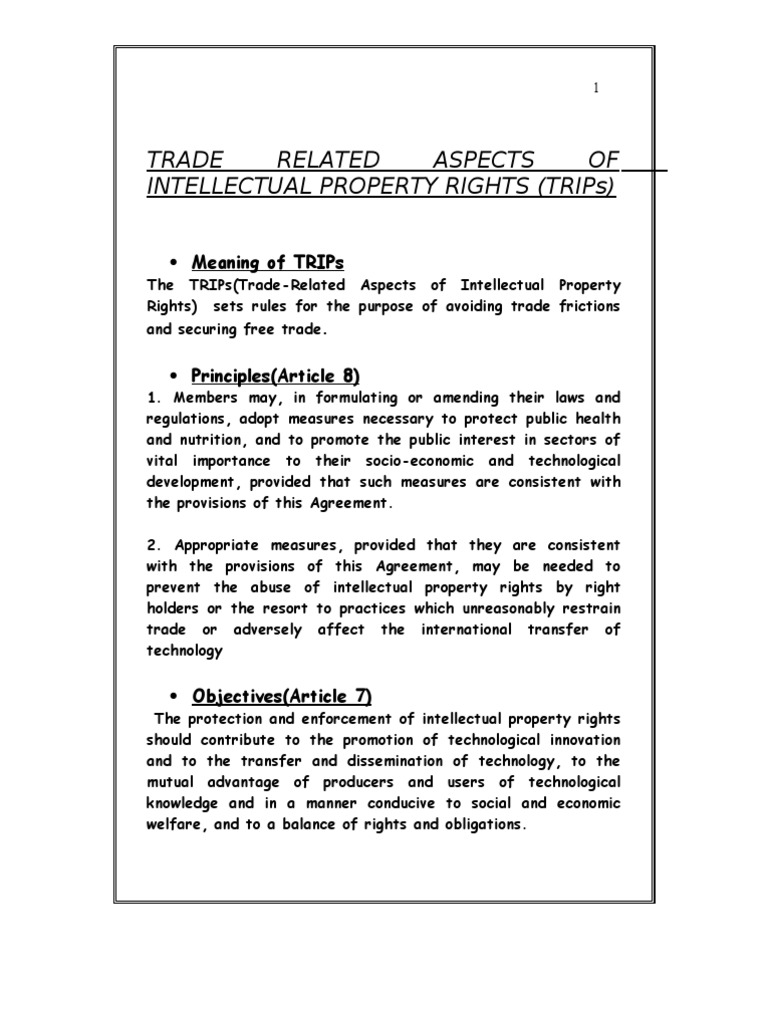 Trips | PDF | Trips Agreement | Intellectual Property