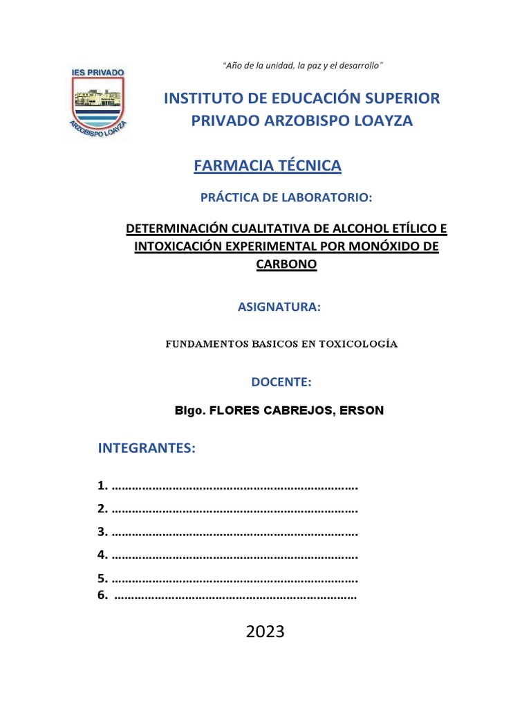 GUIA DE LABORATORIO TOXICOLOGÍA - IAL - Erson Flores | PDF