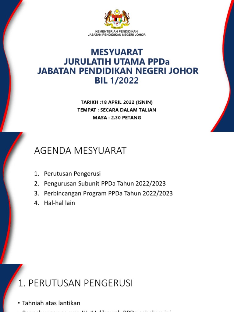 Bahan Mesyuarat JU PPDa Bil 1 | PDF | Kesehatan Holistik