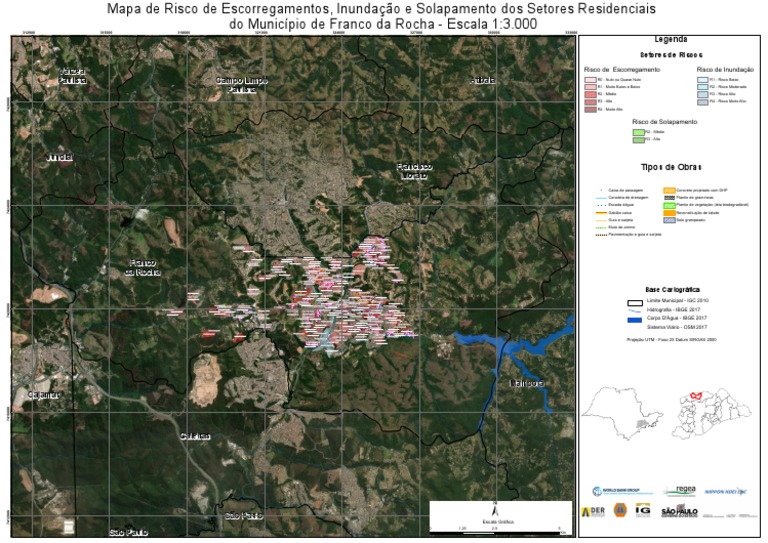 Mapa Dos Setores de Riscos de Desastres Naturais e Obras de Contenção ...