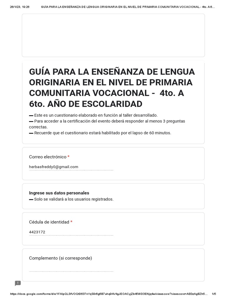 GUÍA PARA LA ENSEÑANZA DE LENGUA ORIGINARIA EN EL NIVEL DE PRIMARIA COMUNITARIA VOCACIONAL - 4to ...