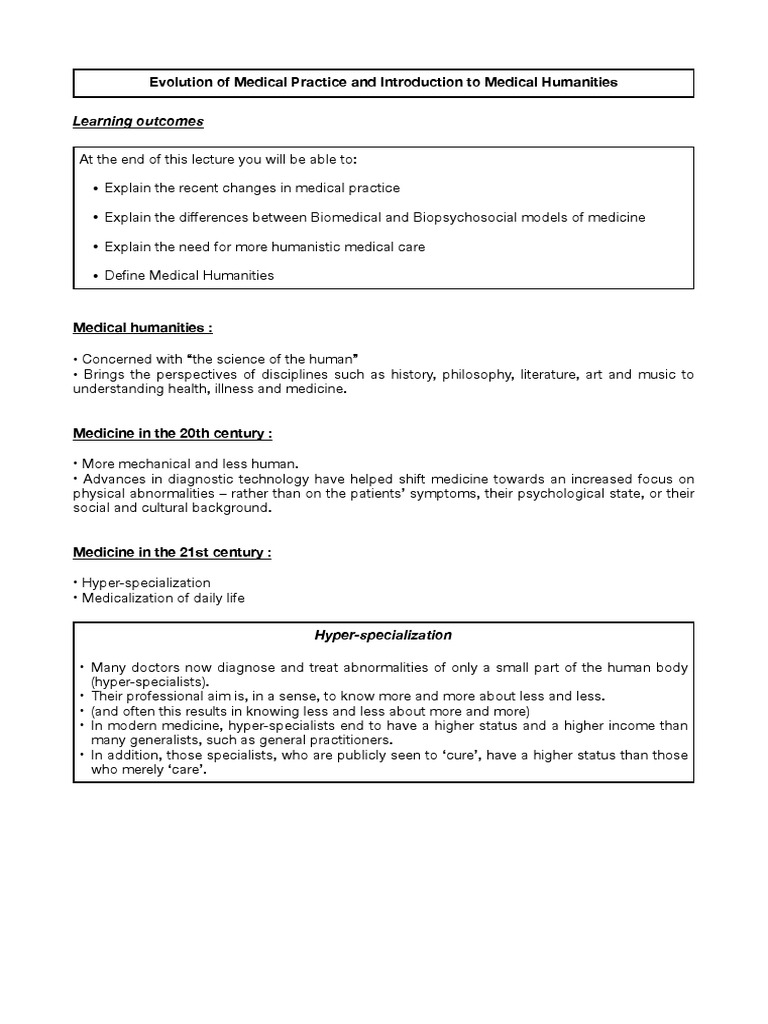 2.introduction To Medical Humanities Notes | PDF | Medicine | Medical ...