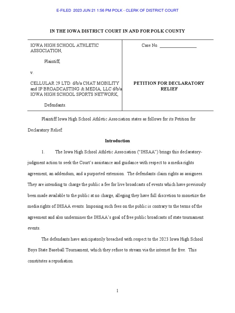 Petition For Declaratory Relief | PDF | Breach Of Contract ...