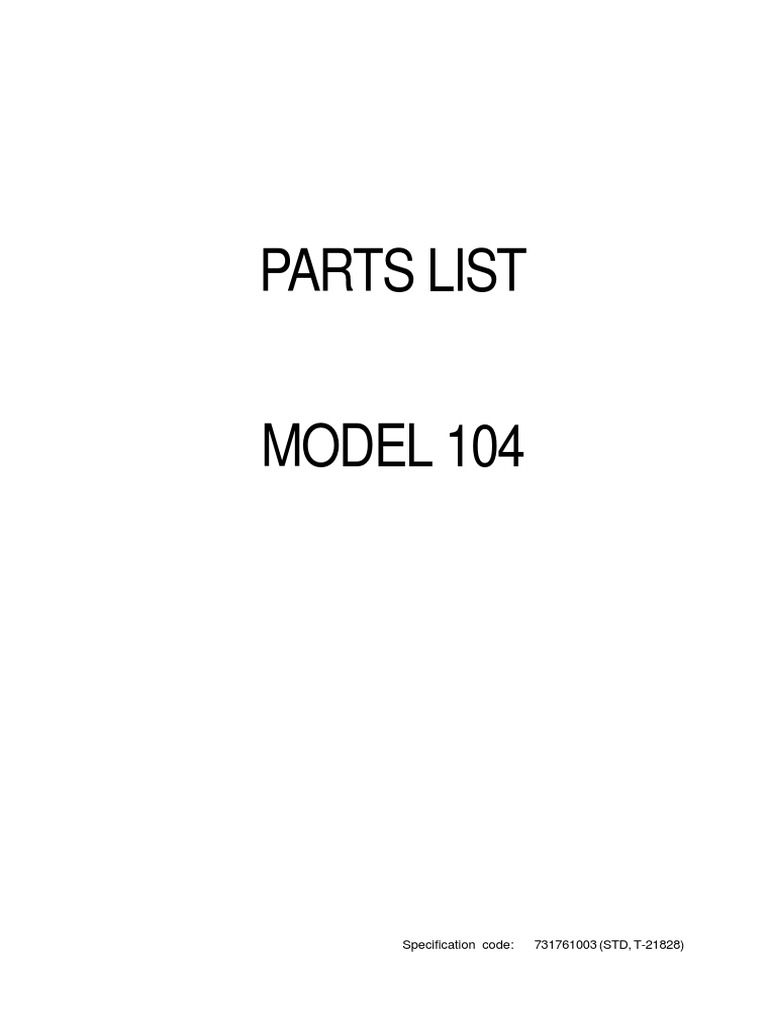 Parts List Janome Model 104 | PDF | Screw | Components