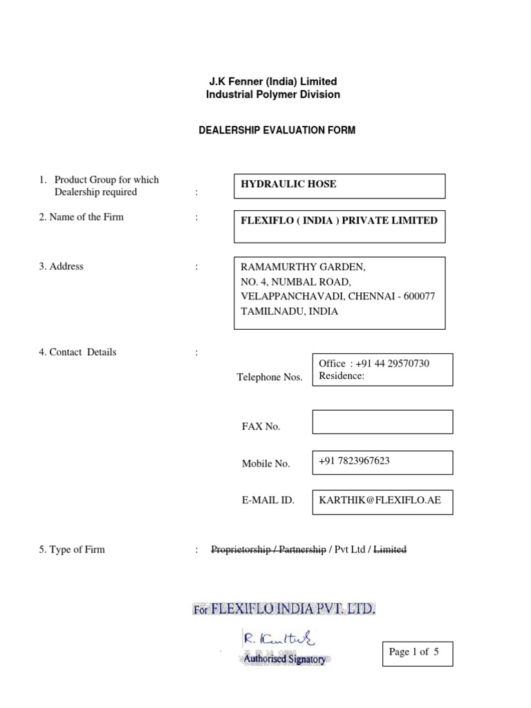 Dealership Evaluation Form PART-A | PDF | Economies | Business