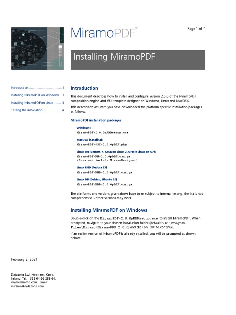 Installing Miramo PDF | PDF | Installation (Computer Programs) | Sudo