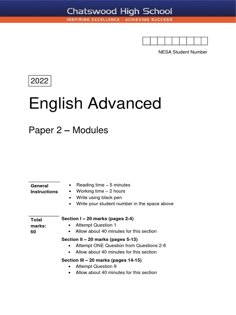 2021 Paper 2 English Adv Trial Paper Chatswood 64460bf4de3de | PDF