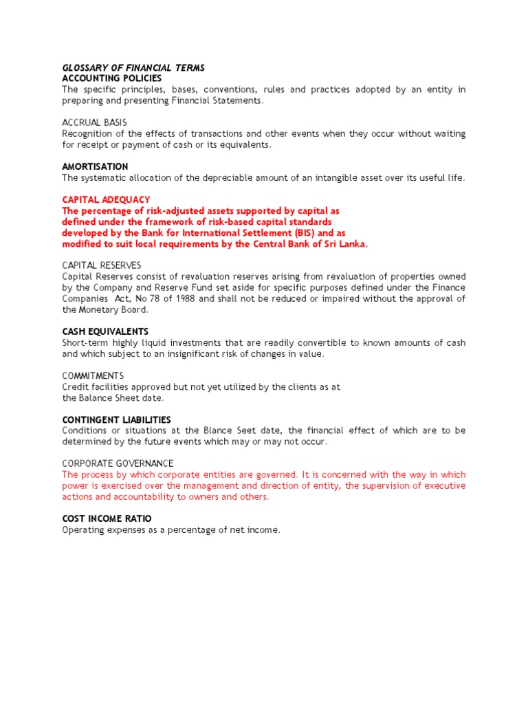 Glossary of Financial and Banking Terms | PDF | Financial Capital ...
