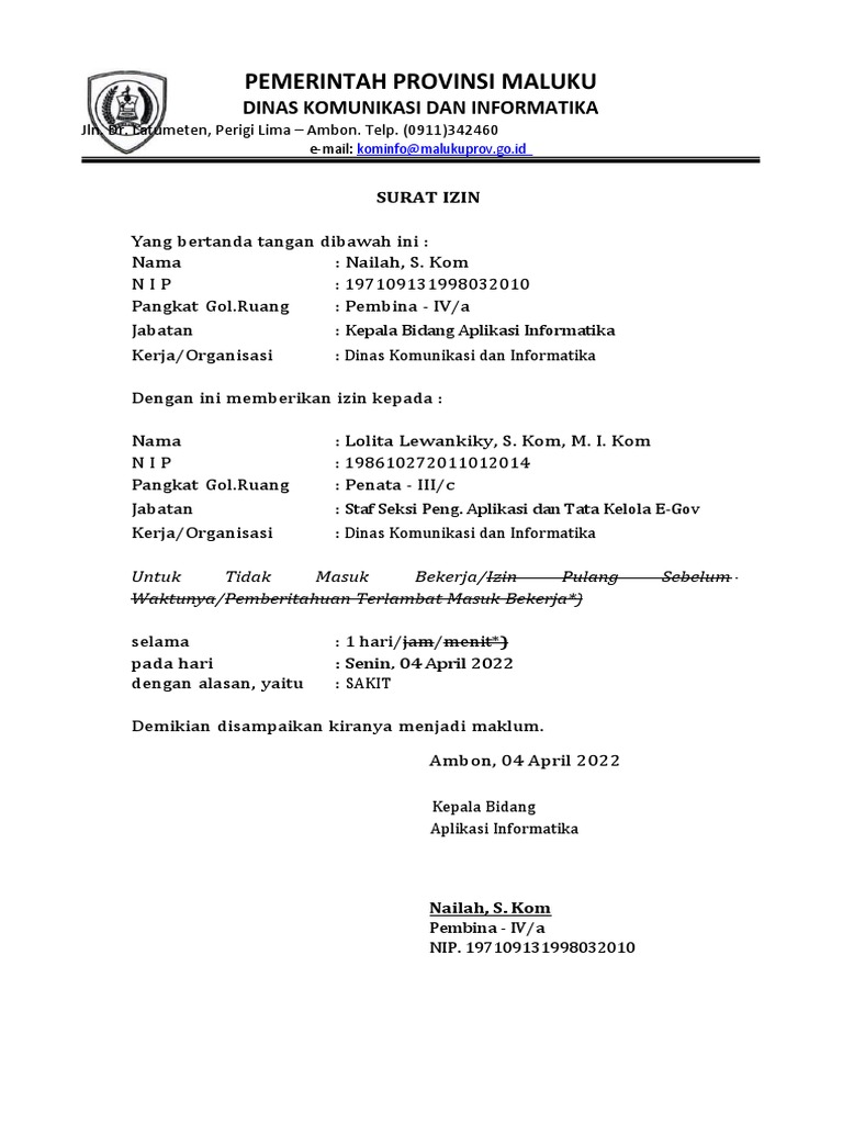 Surat Izin Simpeg | PDF