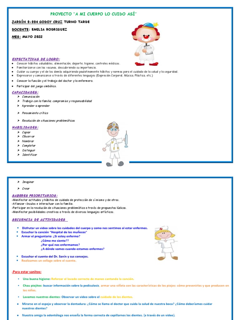 Proyecto A Mi Cuerpo Lo Cuido Así Emi | PDF