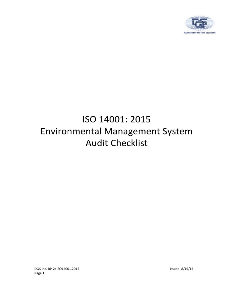 ISO 14001 EMS AUDIT CHECKLIST (1) | PDF