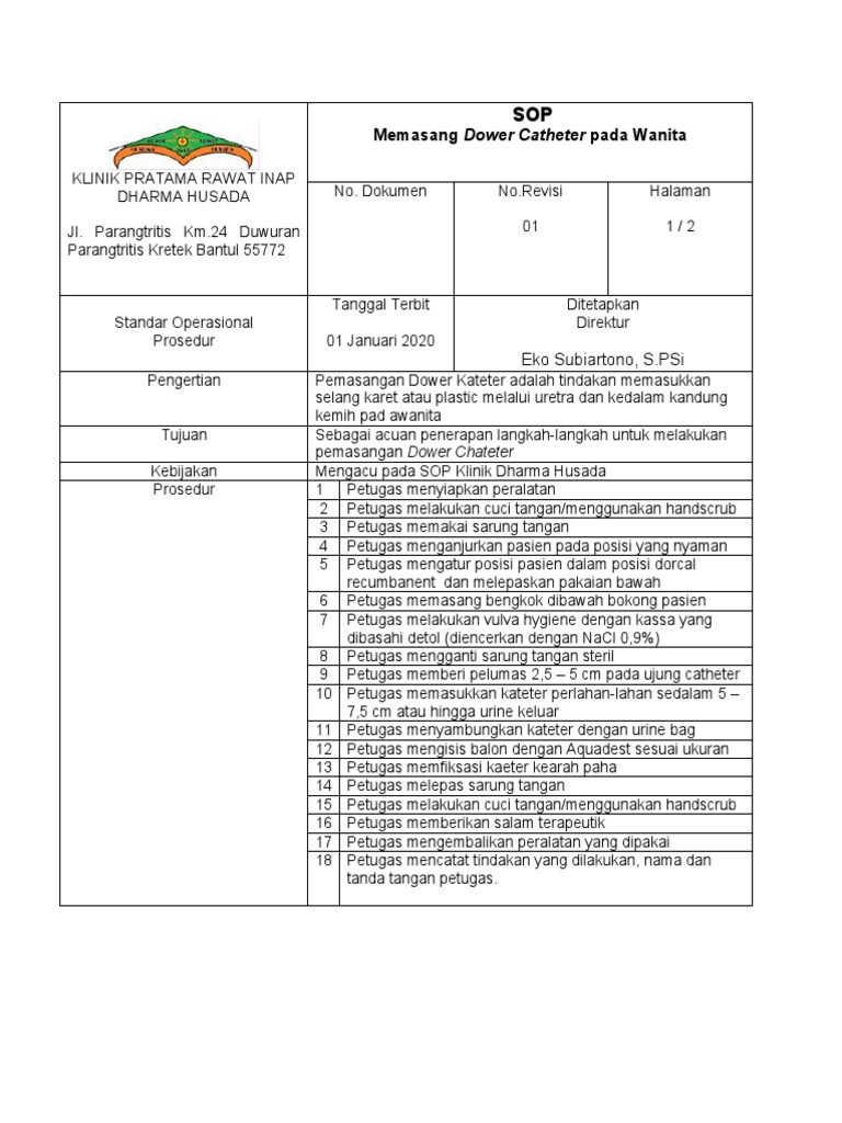 Sop Dower Chateter | PDF