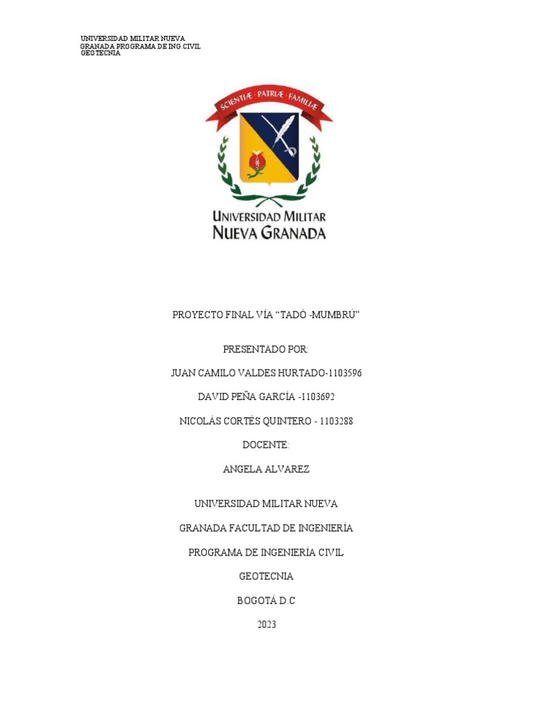 Pryecto Final Geo | PDF | Ingeniería geotécnica | Geología