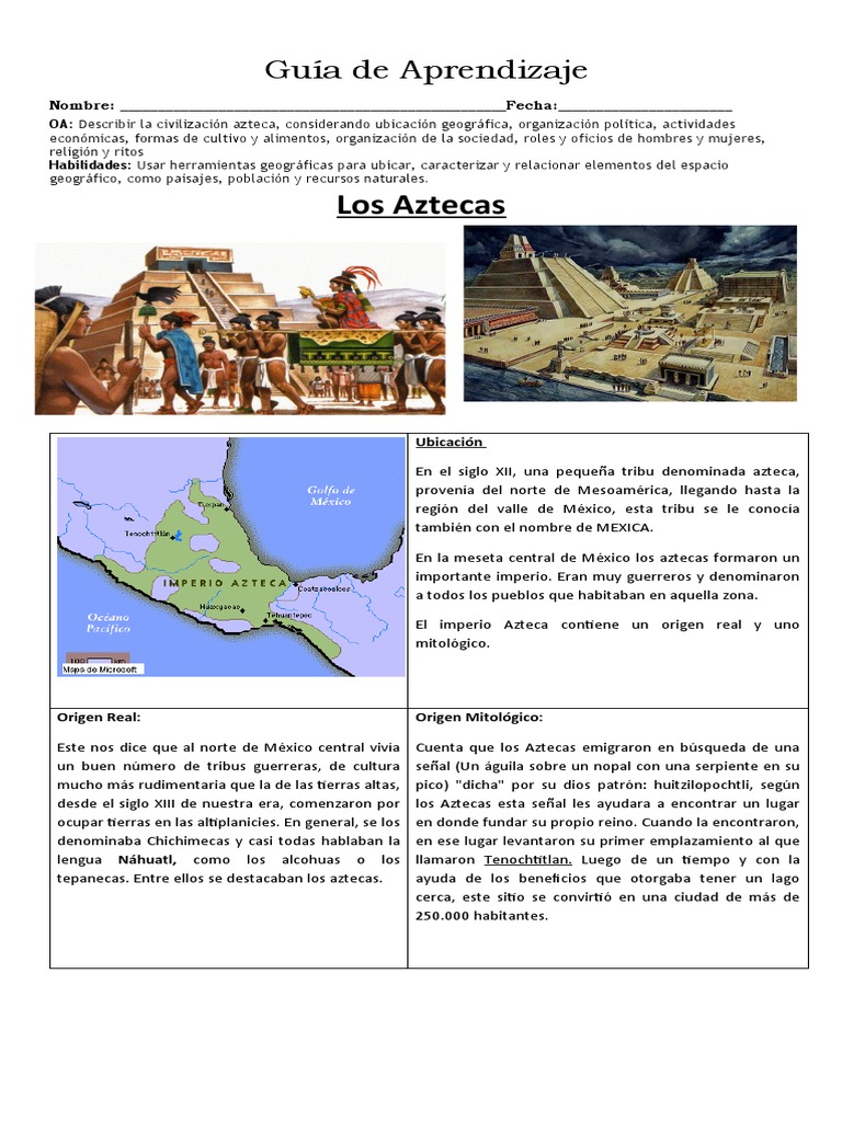 guia de aprendizaje de los aztecas | PDF | México